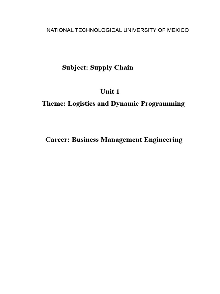 Research Chain Unit 1 | PDF | Logistics | Dynamic Programming