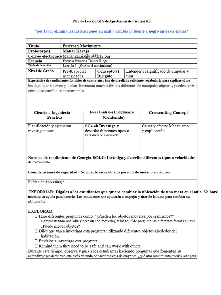 Lección 1 Qué Es Empujar y Tirar | PDF | Aprendizaje