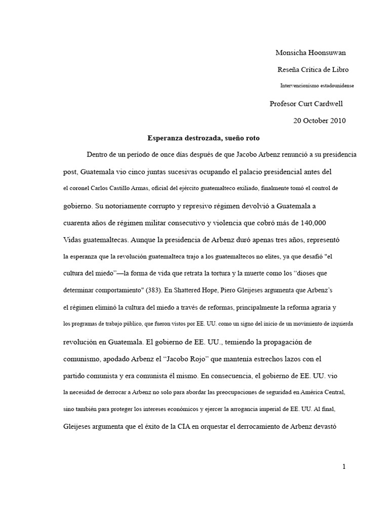 "El Derrocamiento de Arbenz en Guatemala" | PDF | Guatemala | Ciencias ...