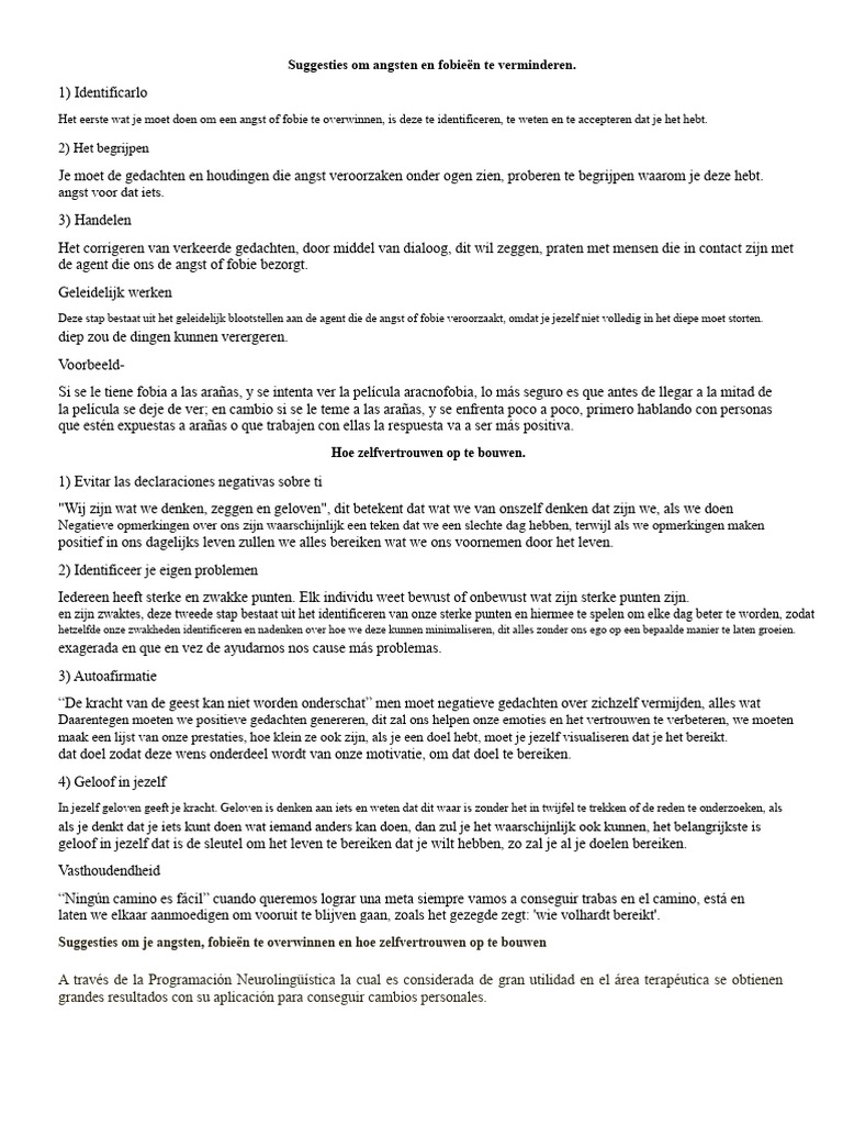 Suggesties Om Angsten en Fobieën Te Overwinnen | PDF