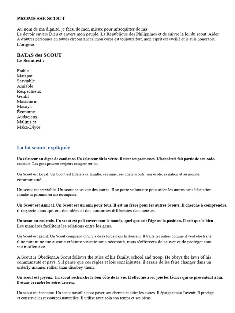 Loi et promesse du scoutisme | PDF | Scoutisme