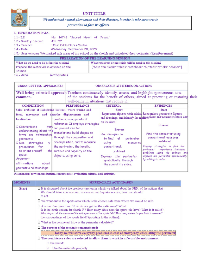 MATH SESSION - Let's Reinforce Perimeter | PDF | Mathematics | Area