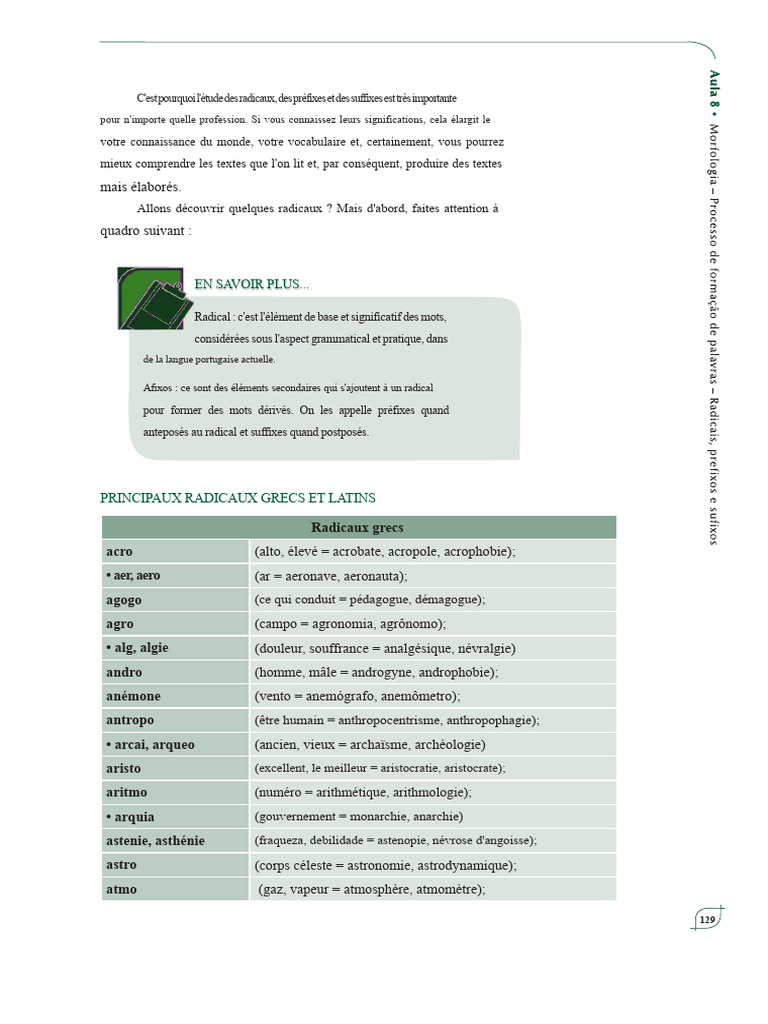 Importance des radicaux et affixes en langue | PDF | Linguistique ...