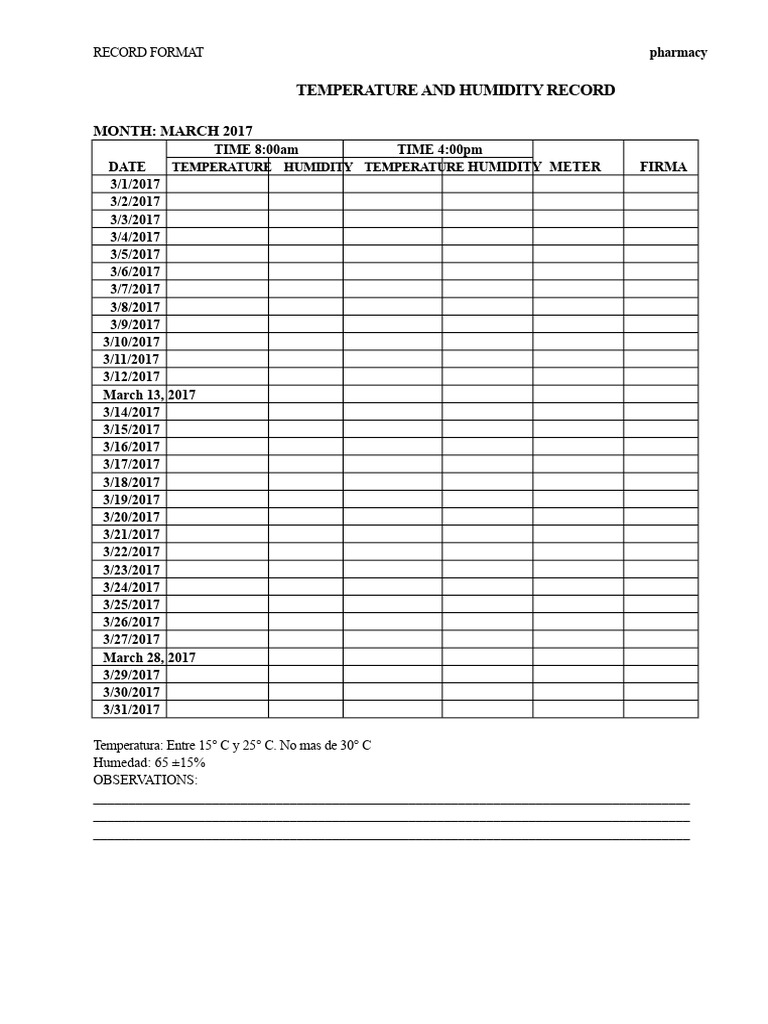 Temperature and Humidity Record 2017 | PDF | Humidity | Temperature