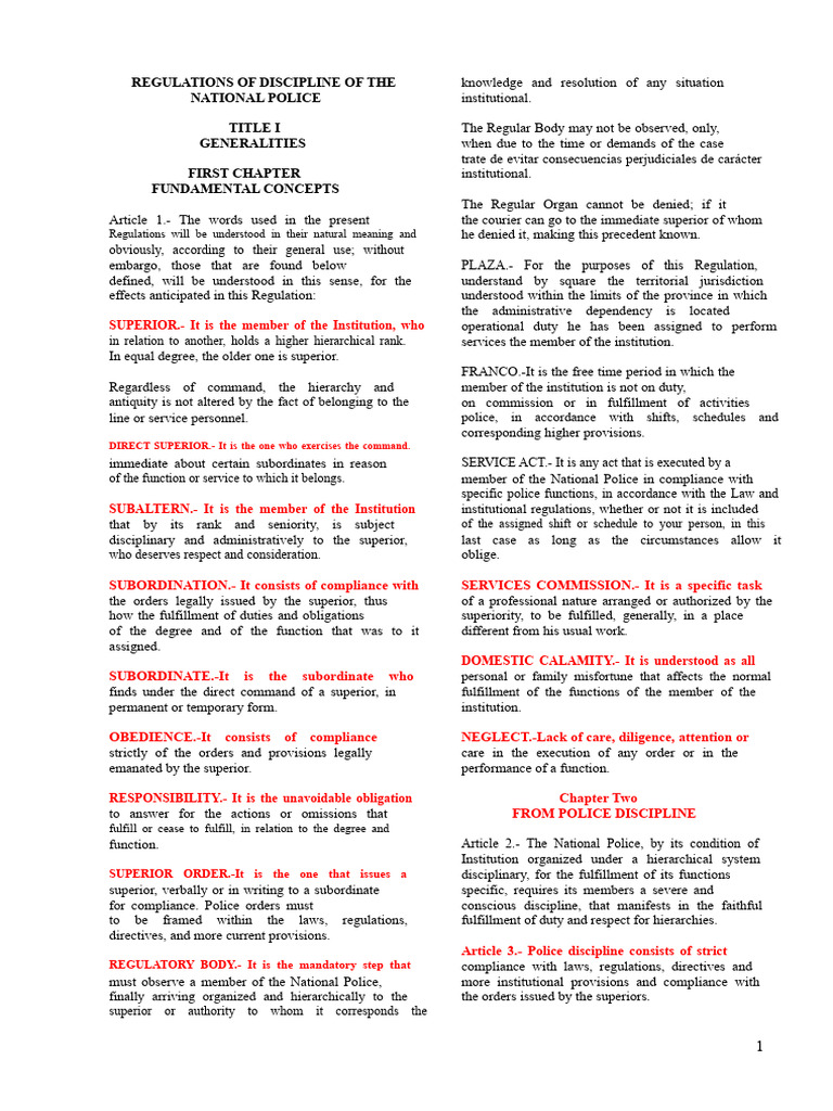 National Police Disciplinary Regulations | PDF | Crimes | Crime & Violence