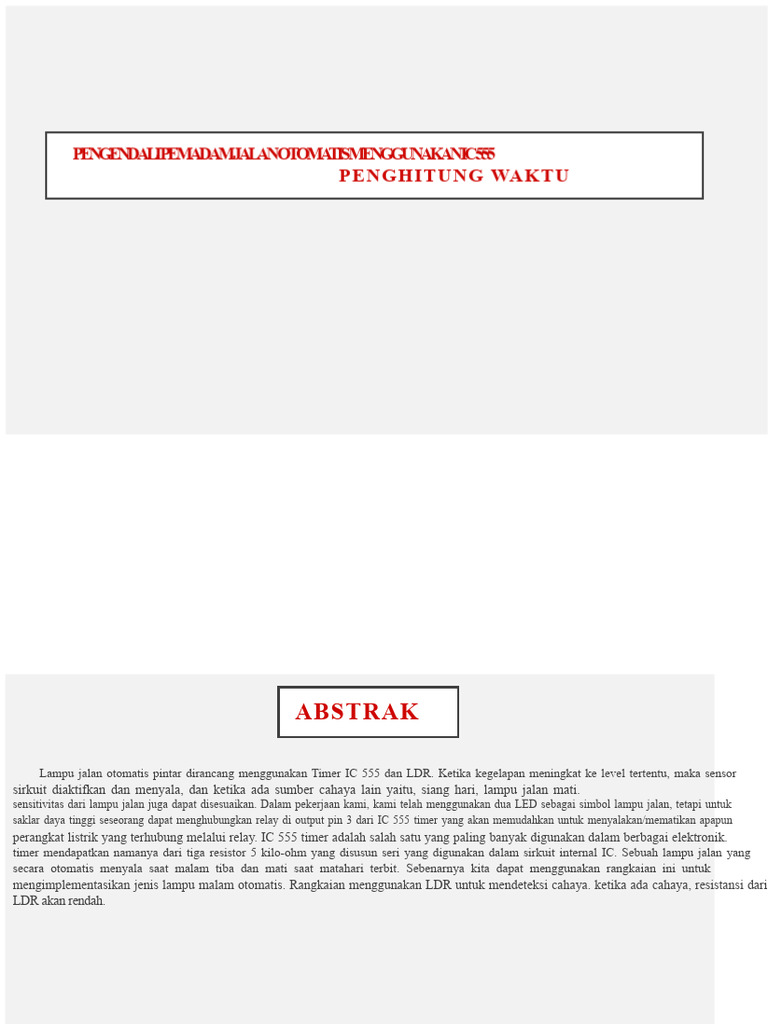 Kontroler Lampu Jalan Otomatis Menggunakan Ic 555 Timer | PDF