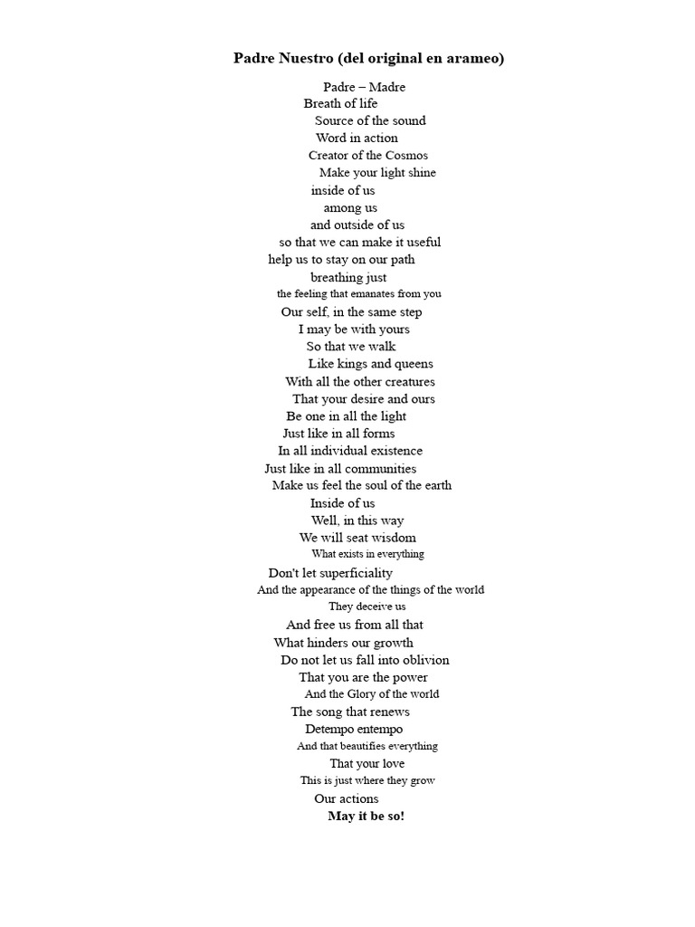 Aramaic Our Father Prayer Reflection | PDF | Love | God