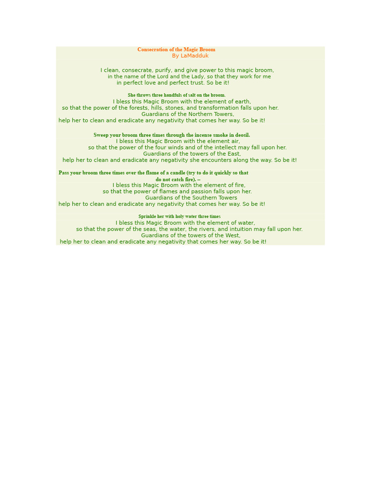 Magic Broom Consecration Ritual Guide | PDF