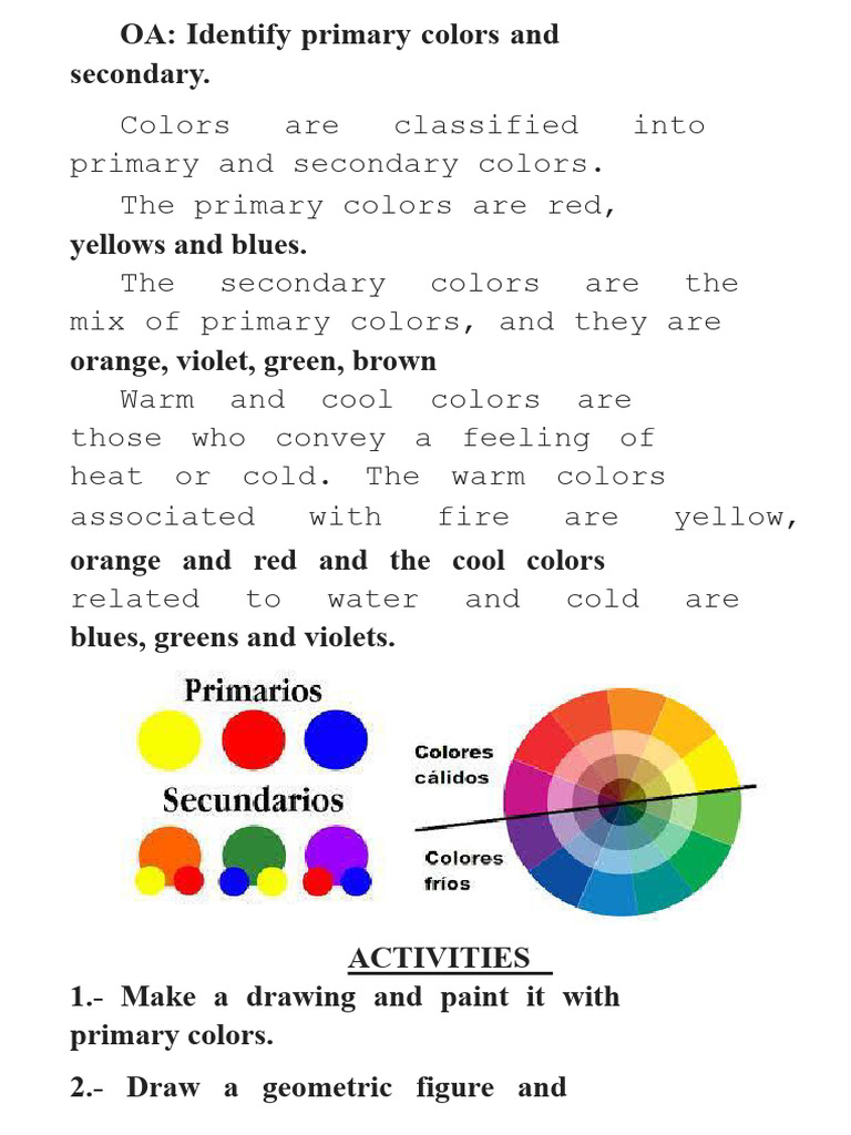 Primary and Secondary Colors | PDF