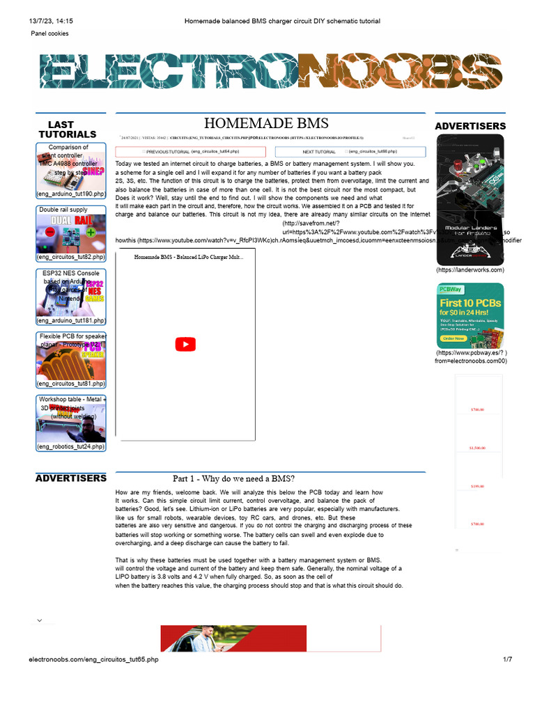 Homemade Balanced BMS Charger Circuit DIY Schematic Tutorial | PDF | Electronic Circuits | Resistor
