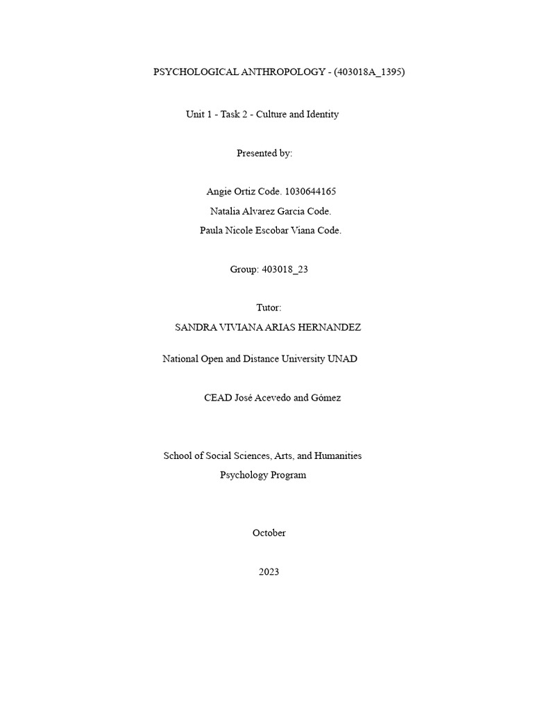 Task 2 Culture and Identity | PDF | Identity (Social Science ...