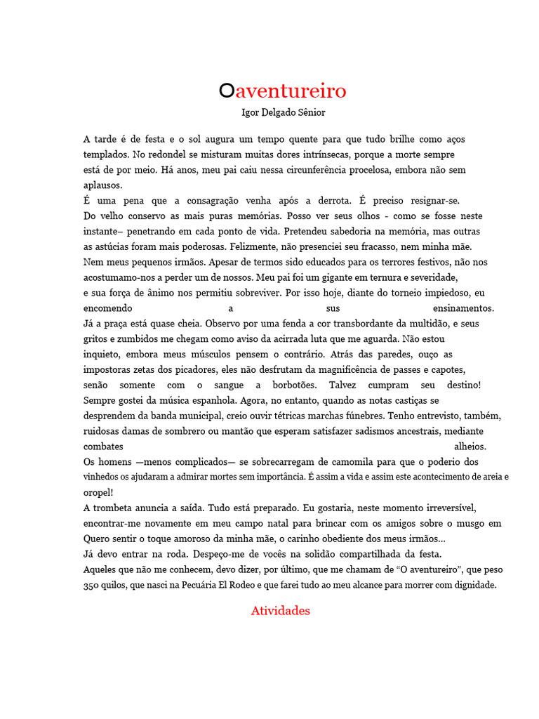 O Aventureiro | PDF