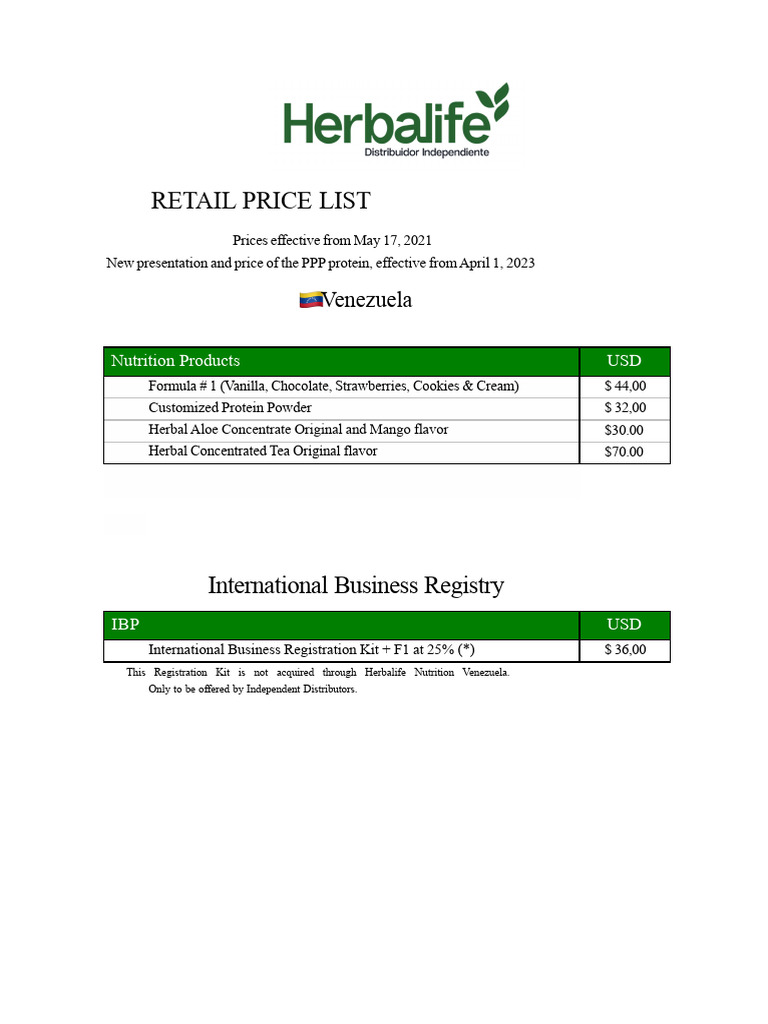 Price List PVP in Usd Venezuela | PDF