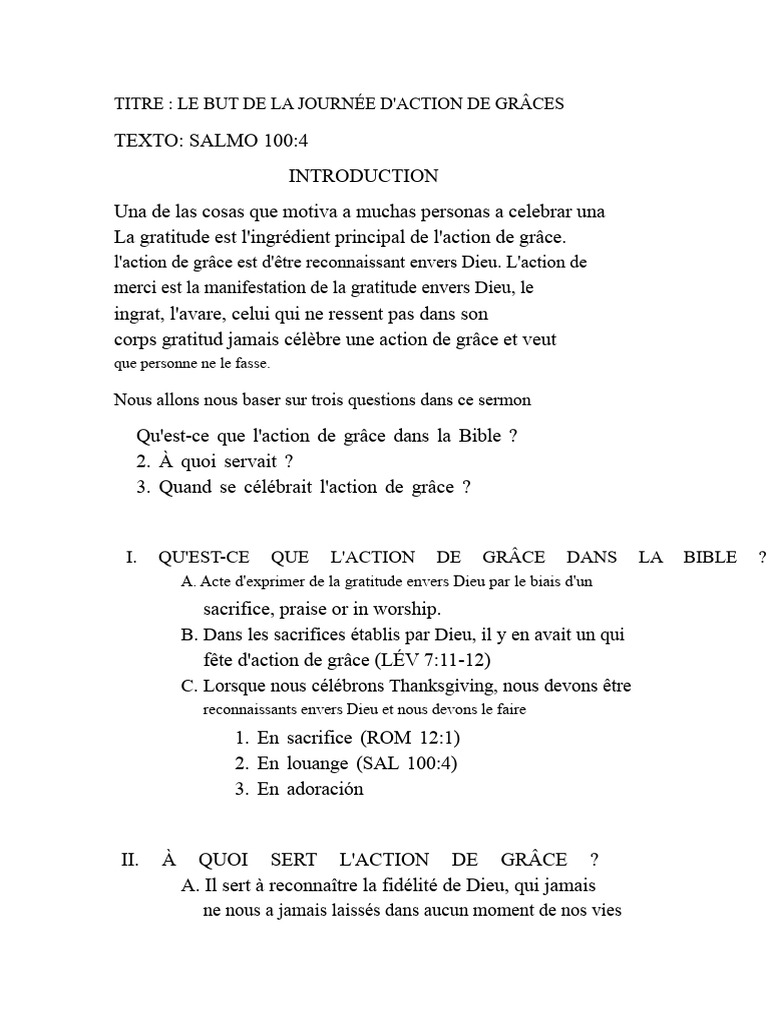 Comprendre l'Action de Grâce Biblique | PDF