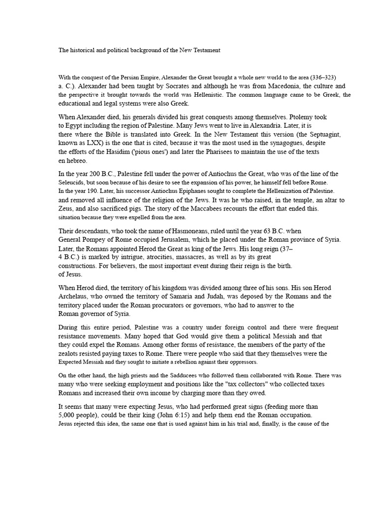 The Historical and Political Background of The New Testament | PDF ...