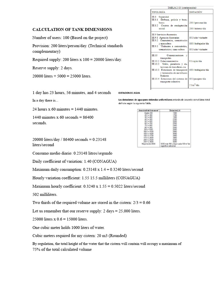 Tank Dimension Calculation Guide | PDF | Litre | Volume