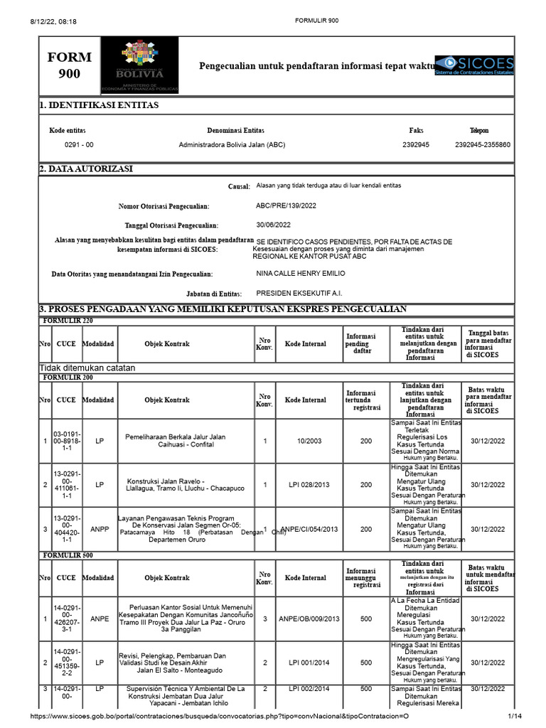 Sicoes Form900 | PDF