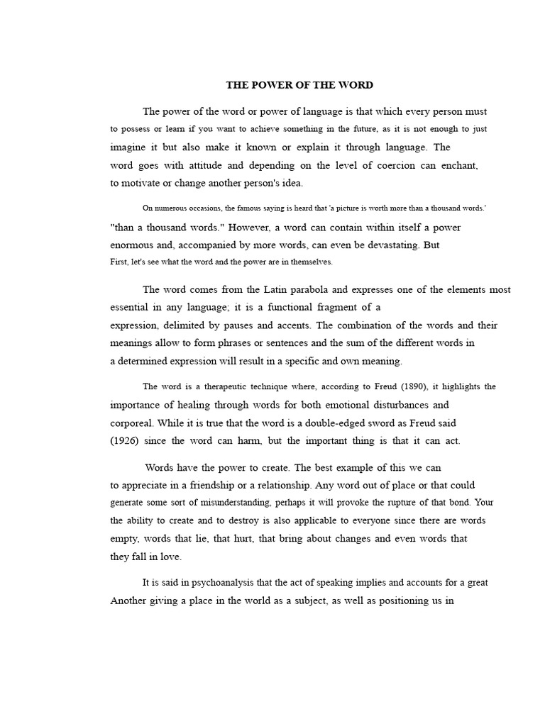 The Power of The Word | PDF | Thought | Word