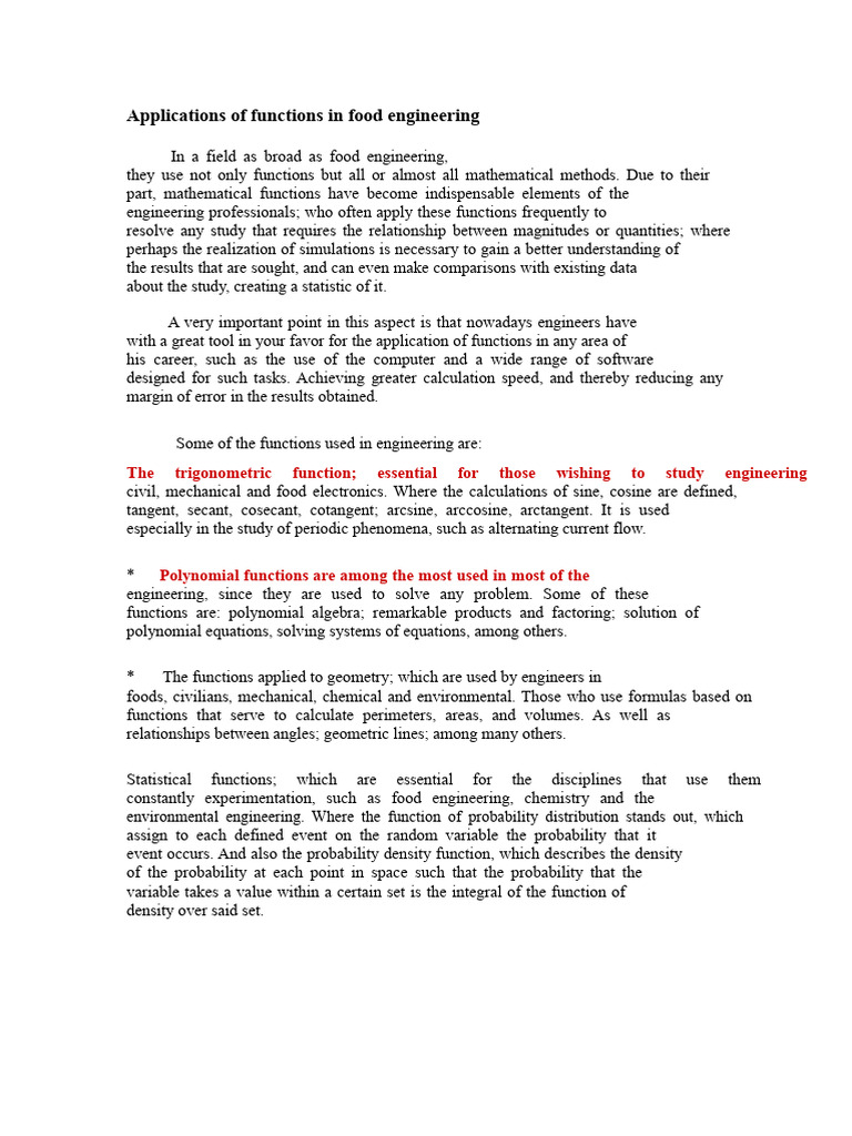 Functions in Food Engineering Applications | PDF | Trigonometric ...