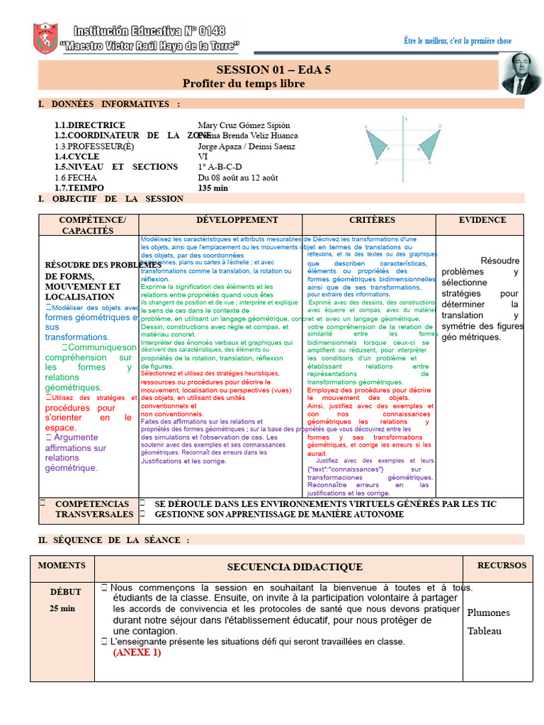 Transformations géométriques en classe | PDF | Géométrie | Symétrie