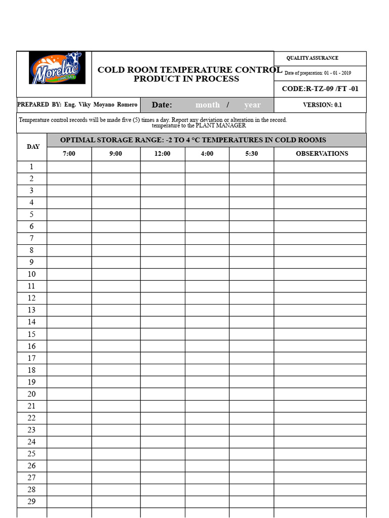 Cal - F 59 - Cold Room Temperature | PDF
