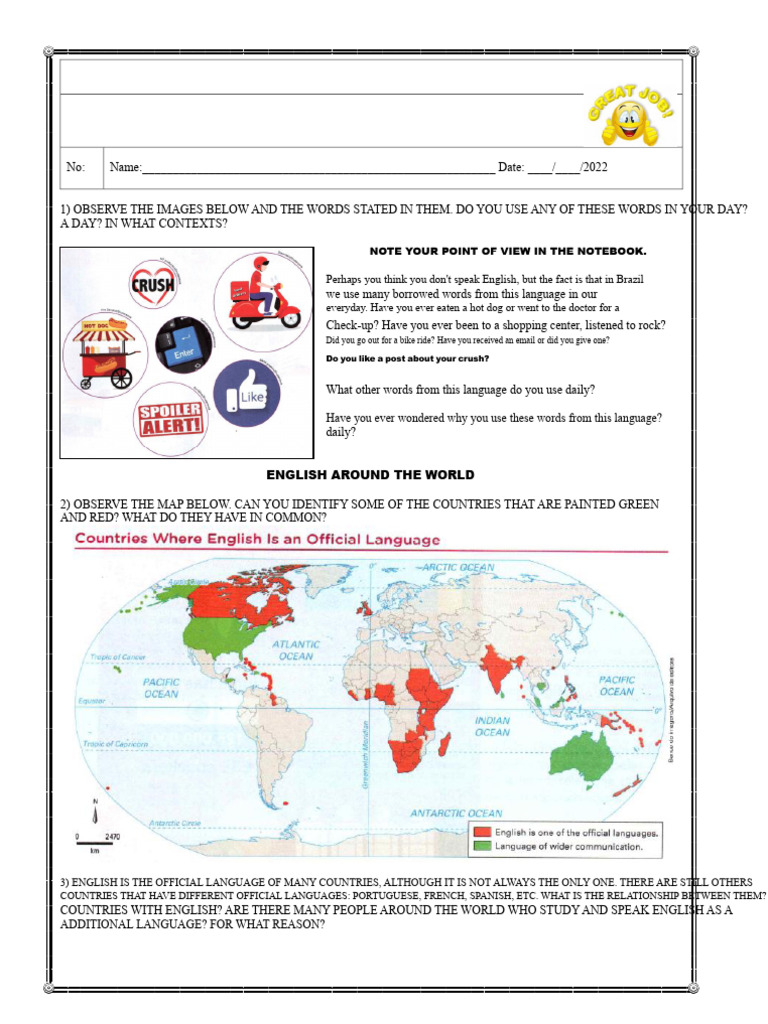 Reading Comprehension English Around The World | PDF | English Language ...