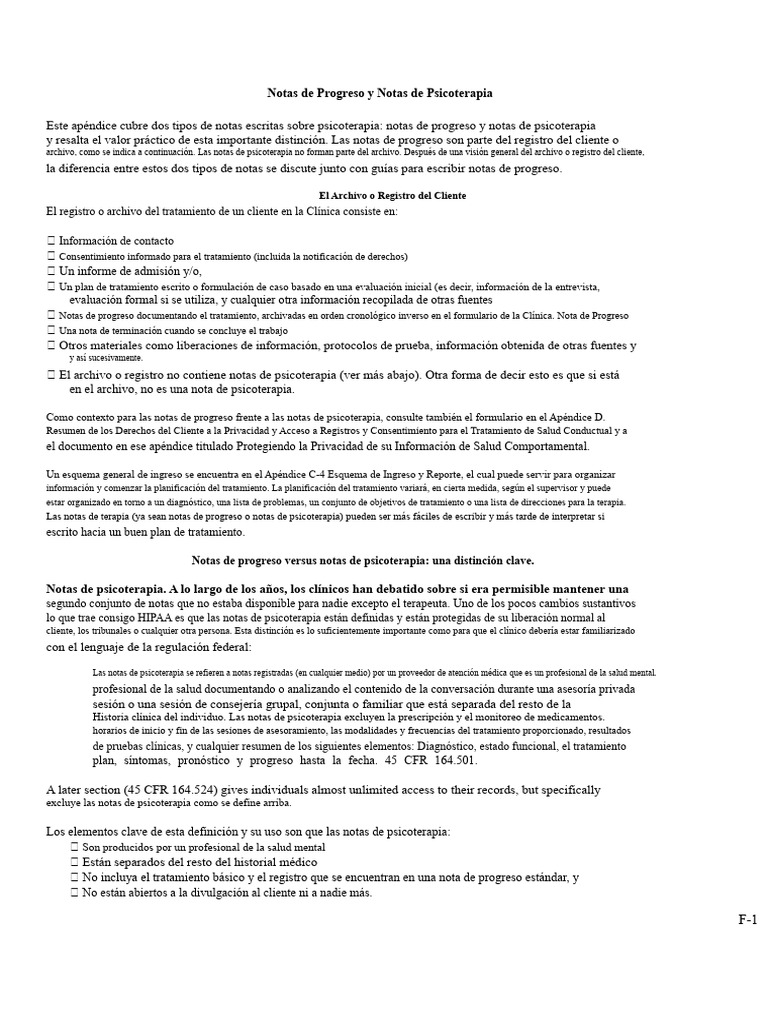 Notas de Progreso vs. Psicoterapia en Clínica | PDF | Psicoterapia ...