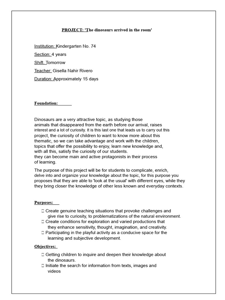 Dinosaur Project | PDF | Dinosaurs | Knowledge