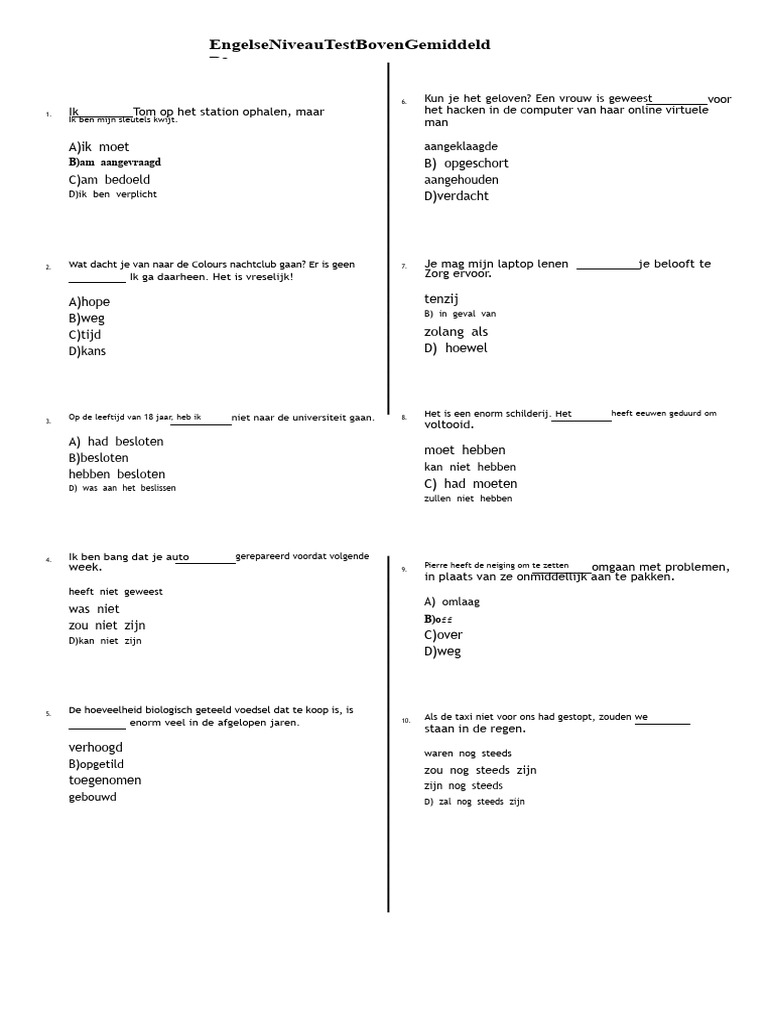 4 - Engels Niveau Test Boven Gevorderd b2 - Learnenglishteam - Com | PDF