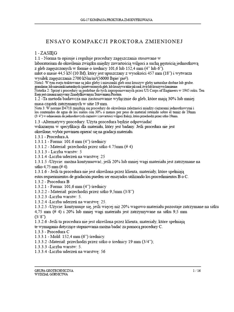 AASHTO T180 Zmodyfikowany Proktor | PDF