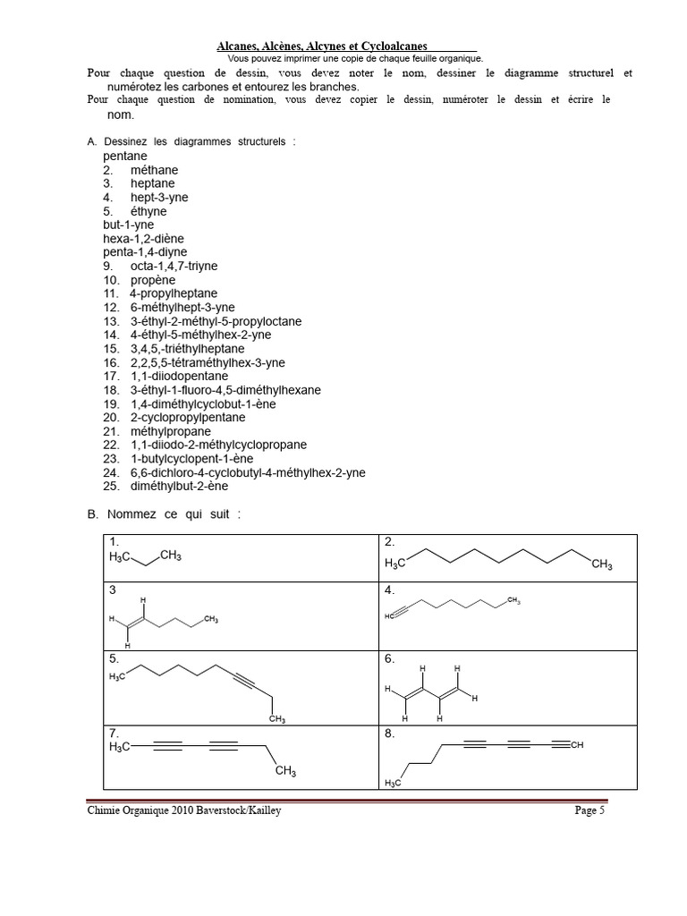 Hydrocarbures : Alcanes, Alcènes, Alcynes | PDF | Acide | Acide ...