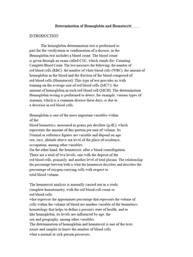 Physiology Report hEMOGLObin Hematocrit | PDF | Hemoglobin | Blood