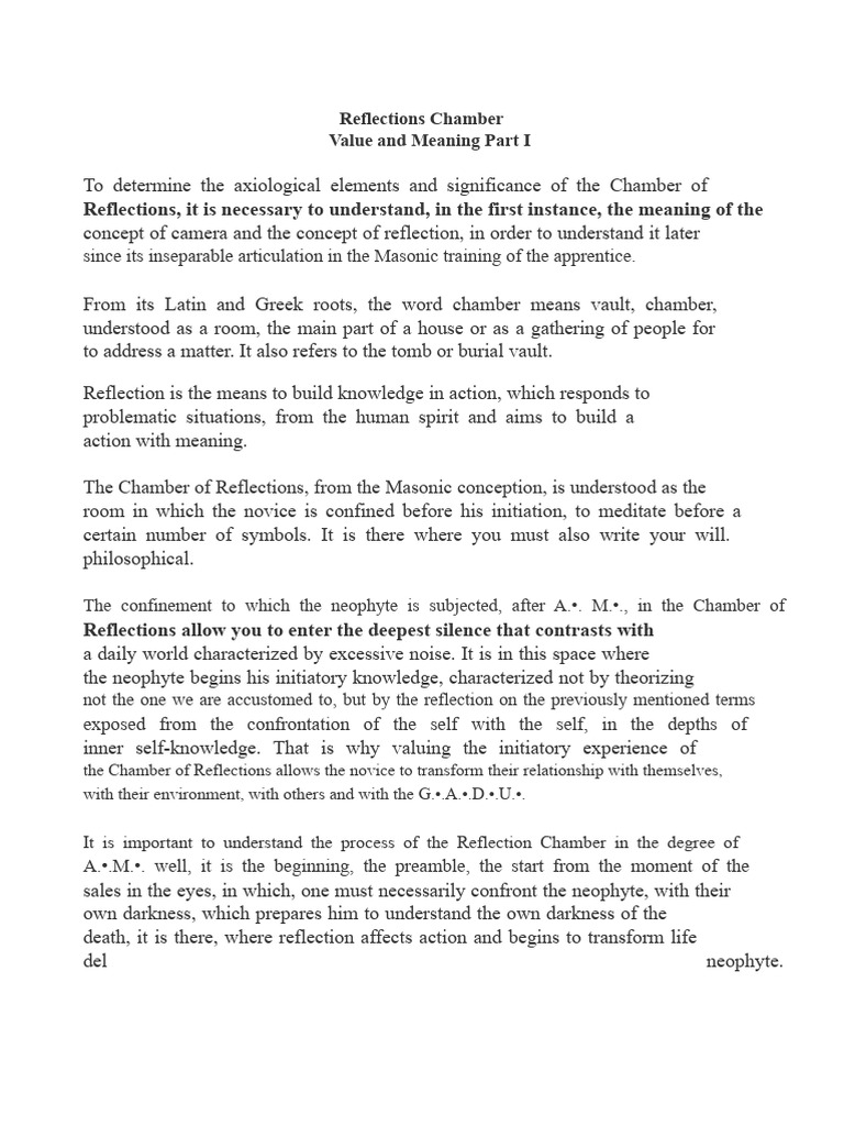 Value and Meaning of The Chamber of Reflections | PDF