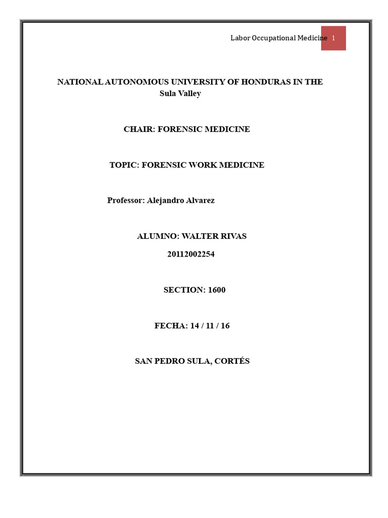 Forensic Occupational Medicine Overview | PDF | Medicine | Pension