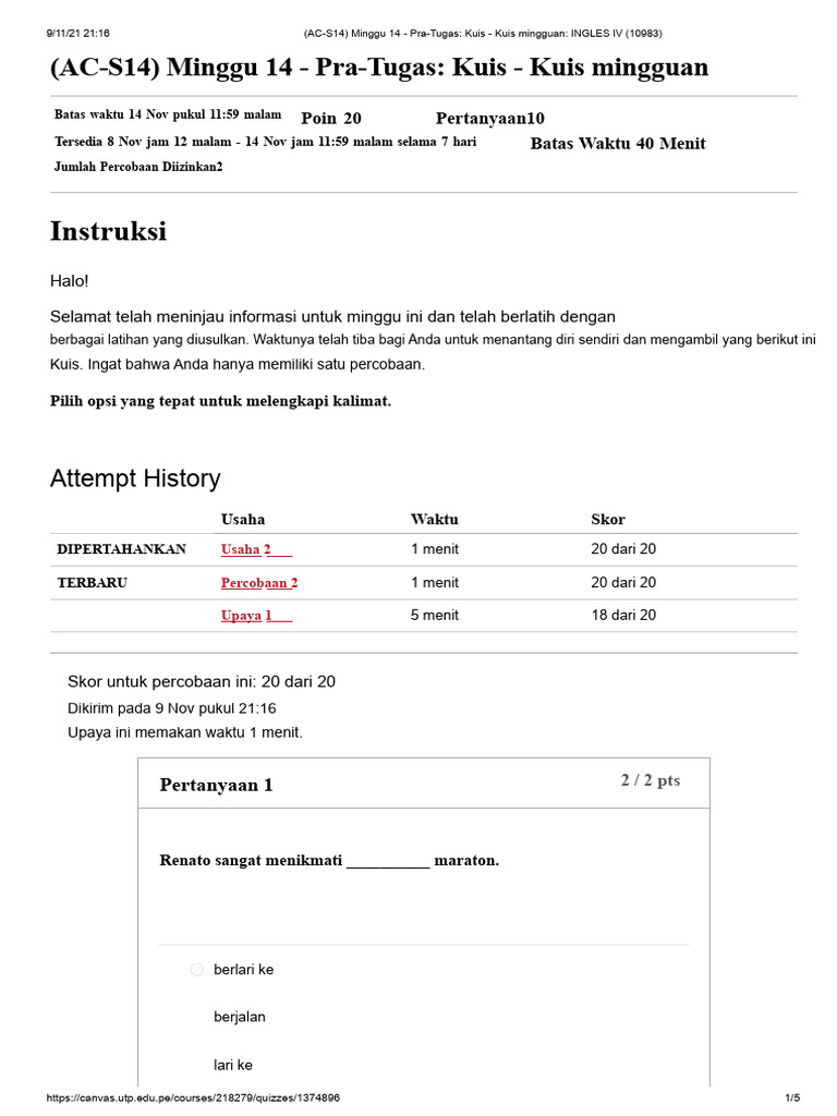 (AC-S14) Minggu 14 - Pre-Tugas - Kuis - Kuis Mingguan - INGLES IV ...