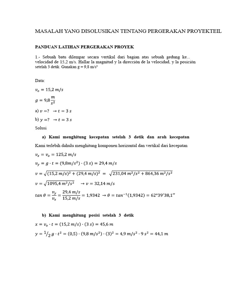 Panduan Perhitungan Proyektil Fisika | PDF
