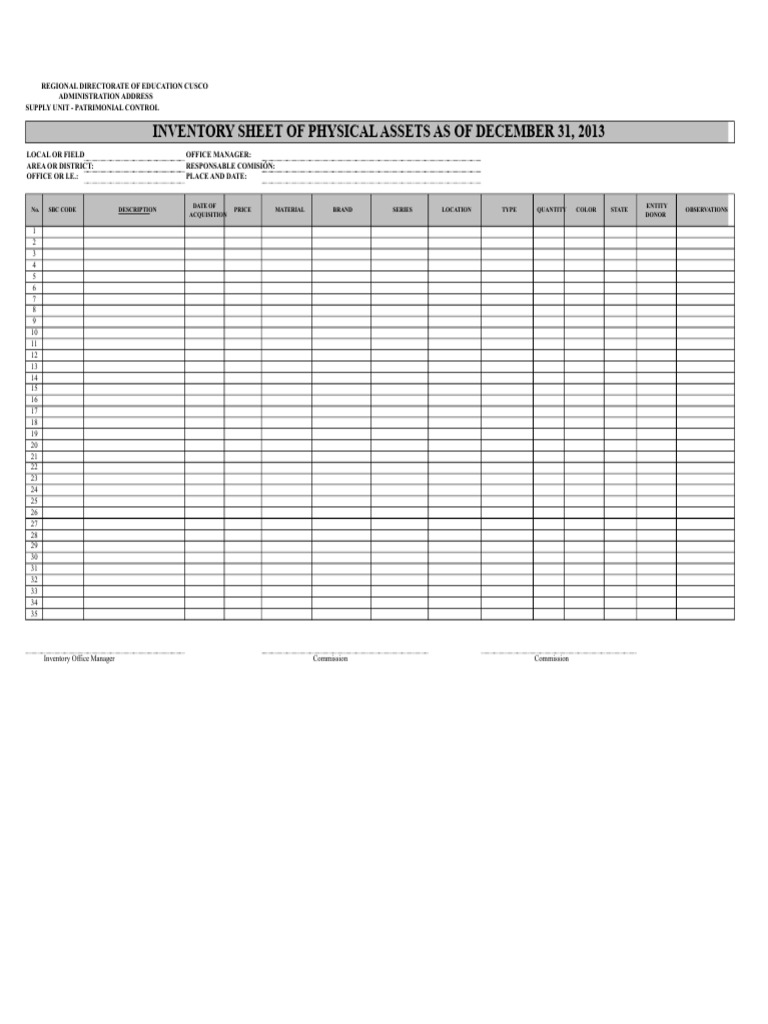 Inventory Format of Goods Ie | PDF