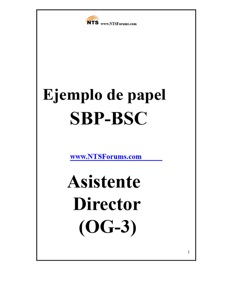 Papel de Muestra Del Subdirector Del SBP-BSC (OG-3) | PDF | Bancos | La ...