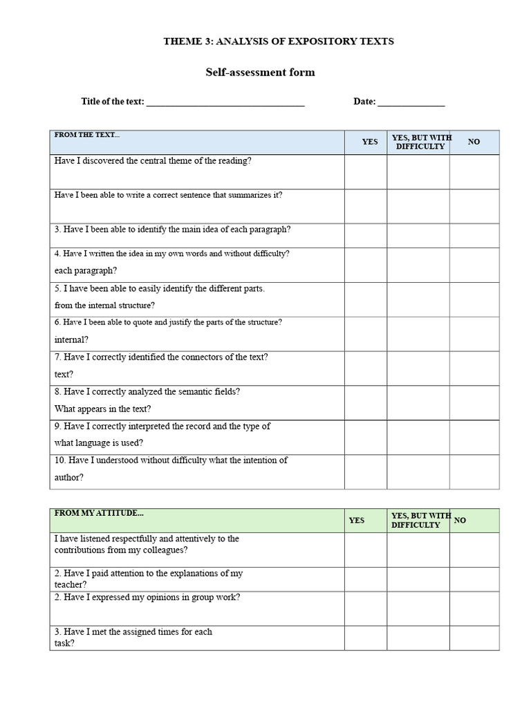 Self-Assessment - Expository Text | PDF
