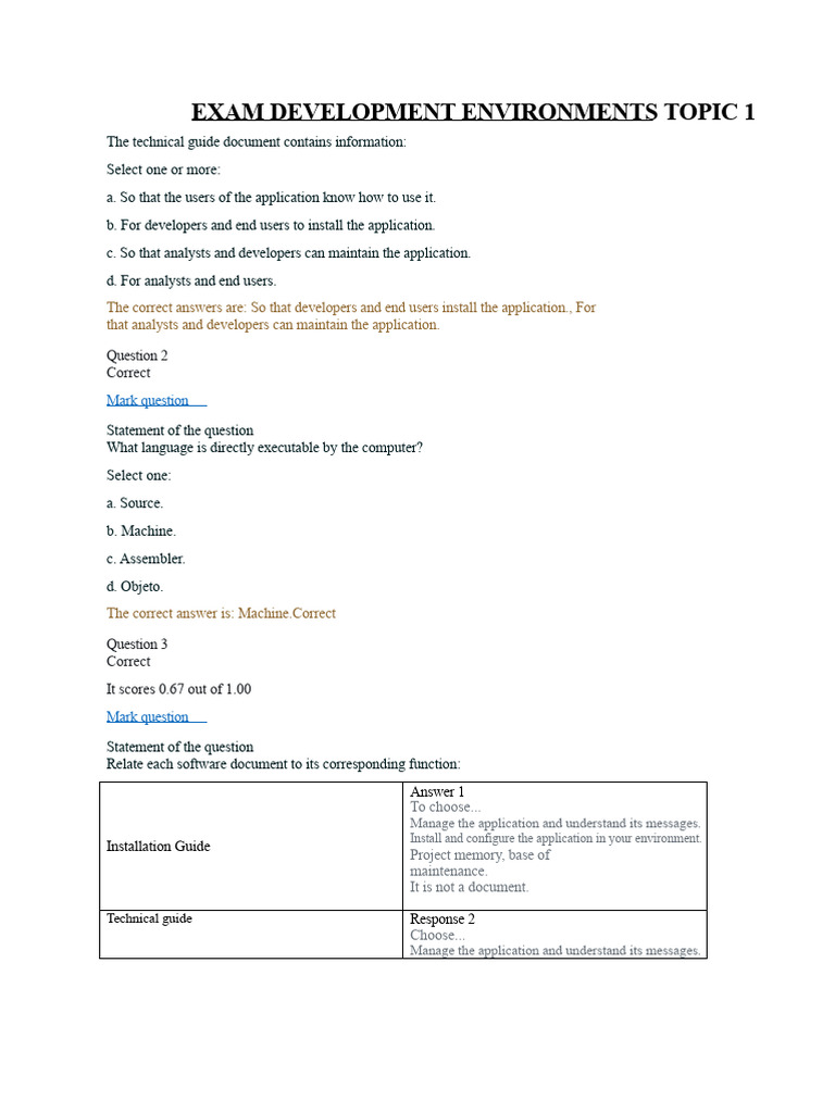 Exam Development Environments Topic 1 A | PDF | Software | Software Testing