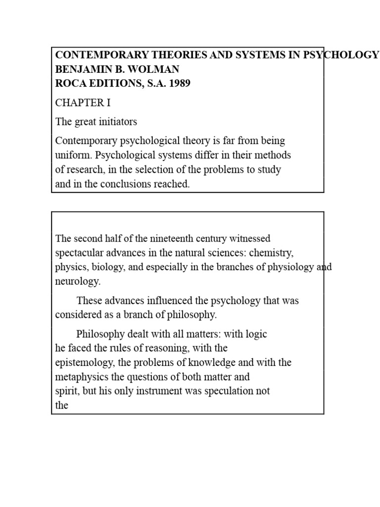 Contemporary Psychology Theories Overview | PDF | Psychological ...