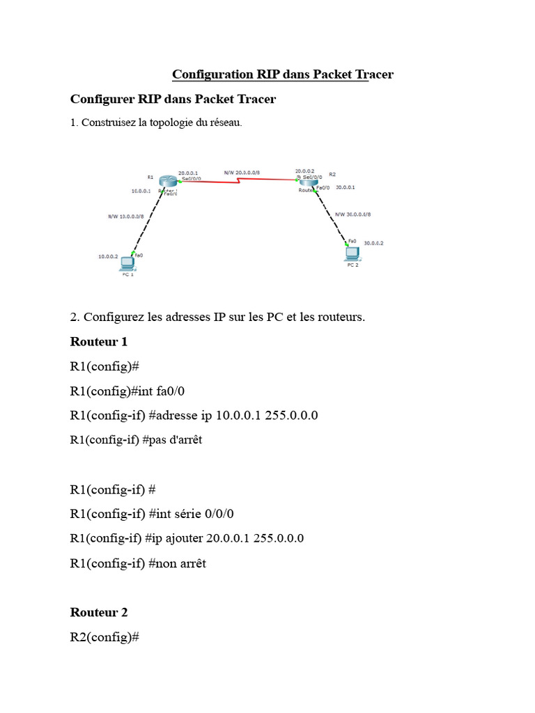Configuration de RIP dans Packet Tracer | PDF