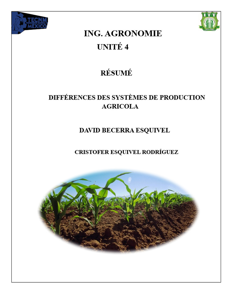 Différences des systèmes de production agricole | PDF | Agriculture ...
