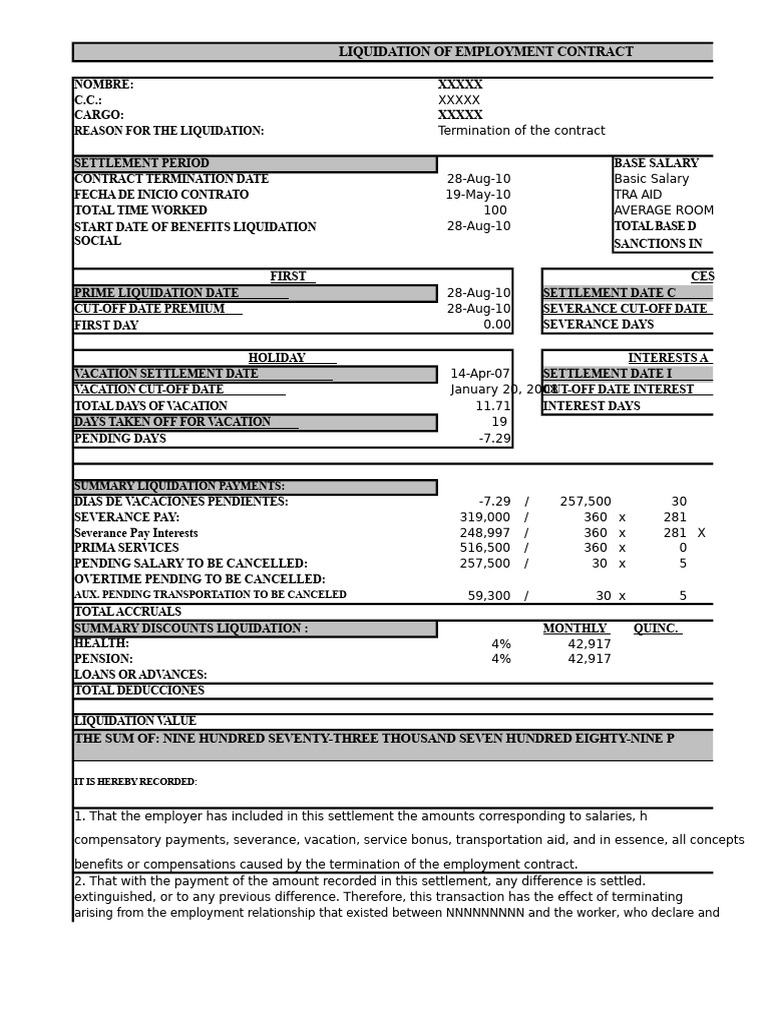 FORMAT Settlement Employment Contract | PDF | Employment | Business