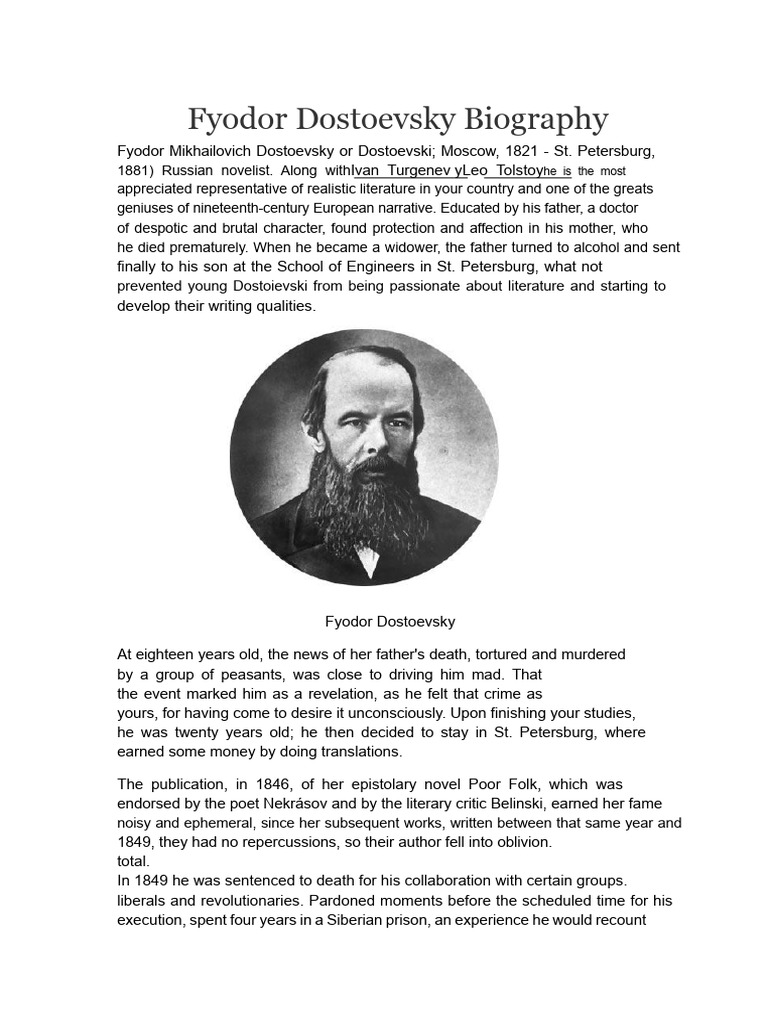 Fyodor Dostoevsky: Life and Works | PDF
