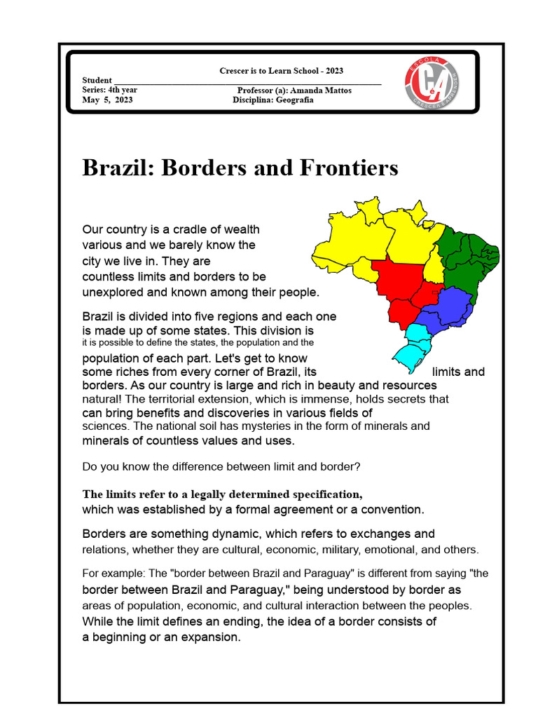 Activity Geography 4th Year 05 05 | PDF | Brazil | South America