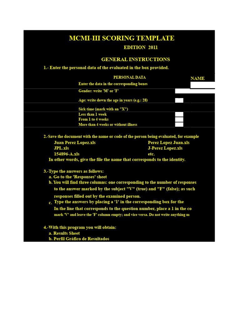 MILLION III-excel Template | PDF | Mental Disorder | Disability