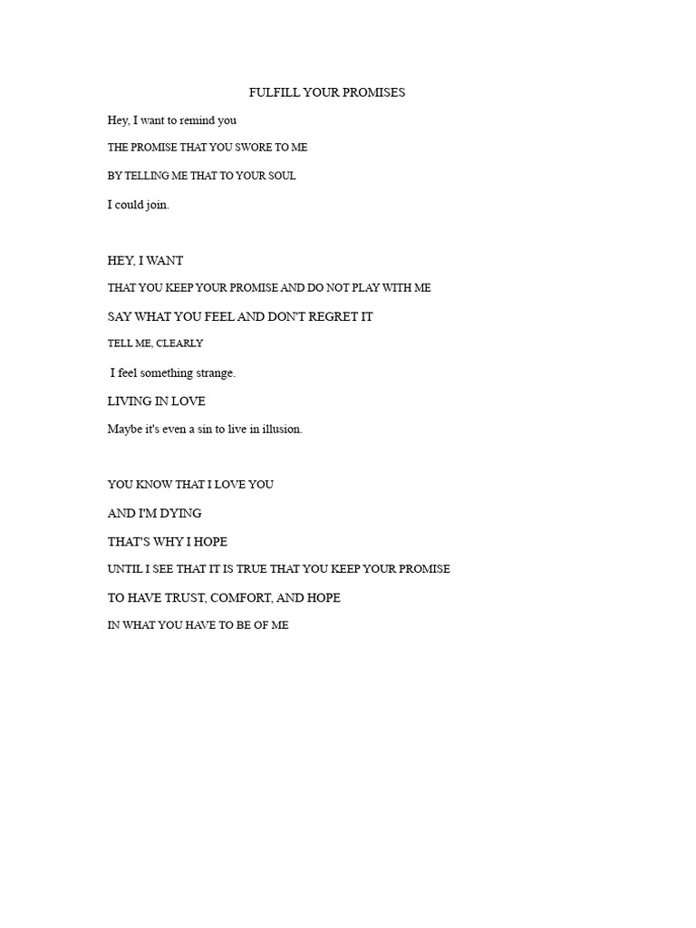 Fulfill Your Promises Lyrics | PDF