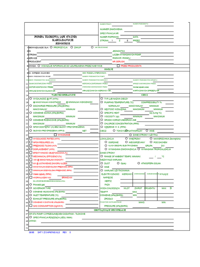 Arkusz Danych Pompy API 674 | PDF