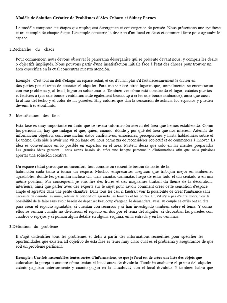 Modèle de résolution créative de problèmes | PDF